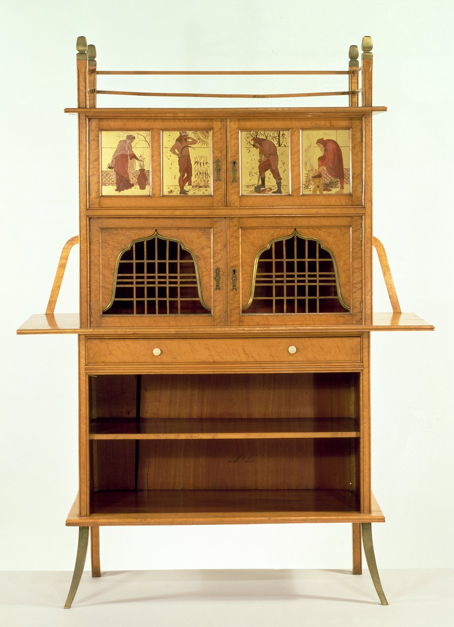 Satinwood Cabinet with Painted Panels